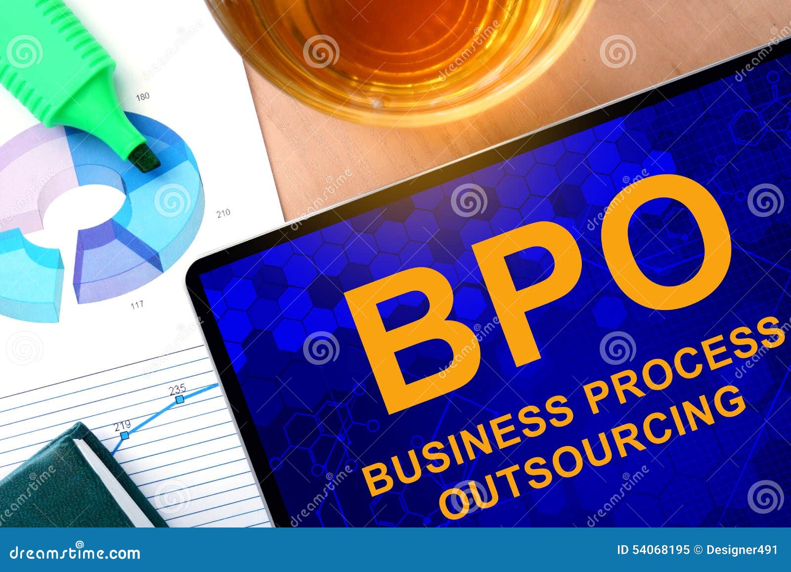 Words Business Process Outsourcing BPO on the Tablet and Charts. Stock ...