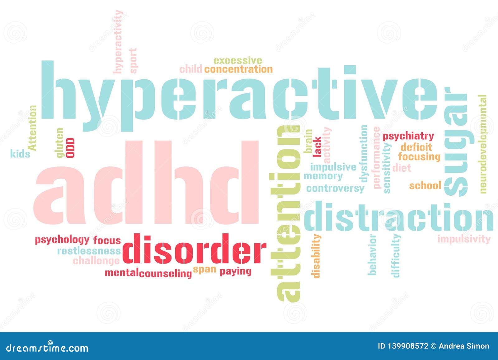 Words cloud with ADHD stock illustration. Illustration of compulsive ...