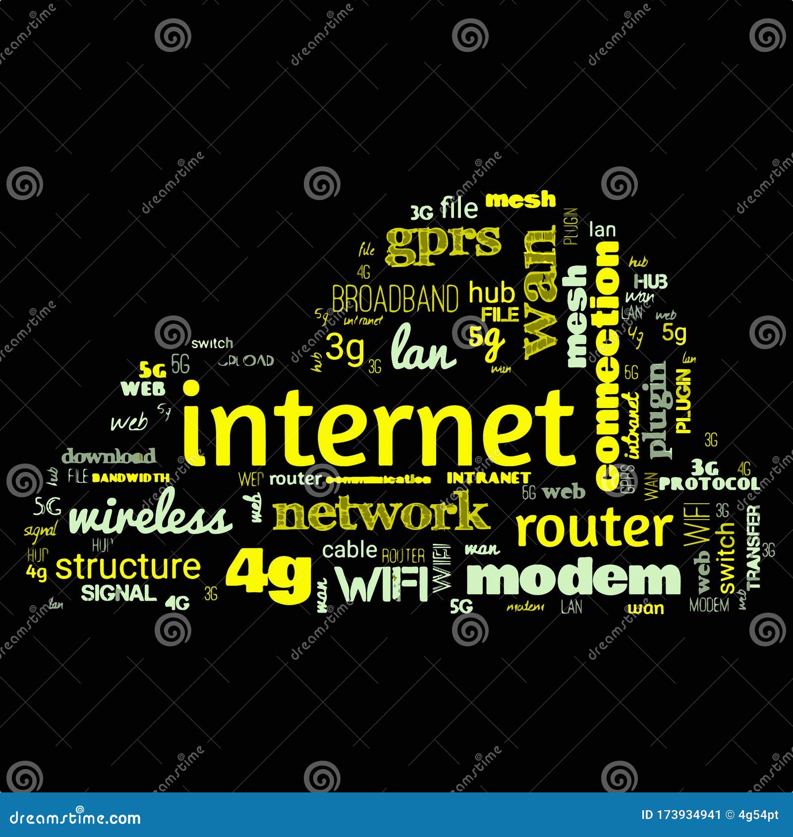 Words Cloud Expressing Internet and Networking Stock Vector ...
