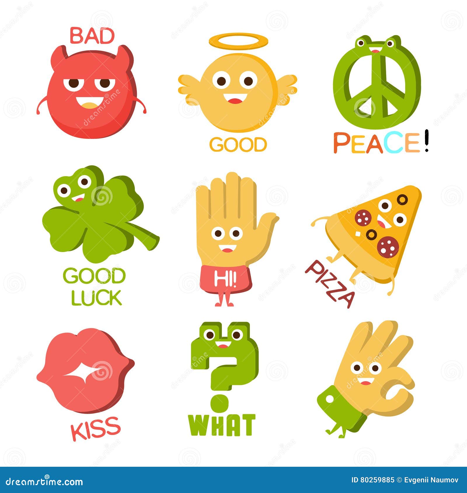 Words And Corresponding Illustrations, Cartoon Character Objects With ...