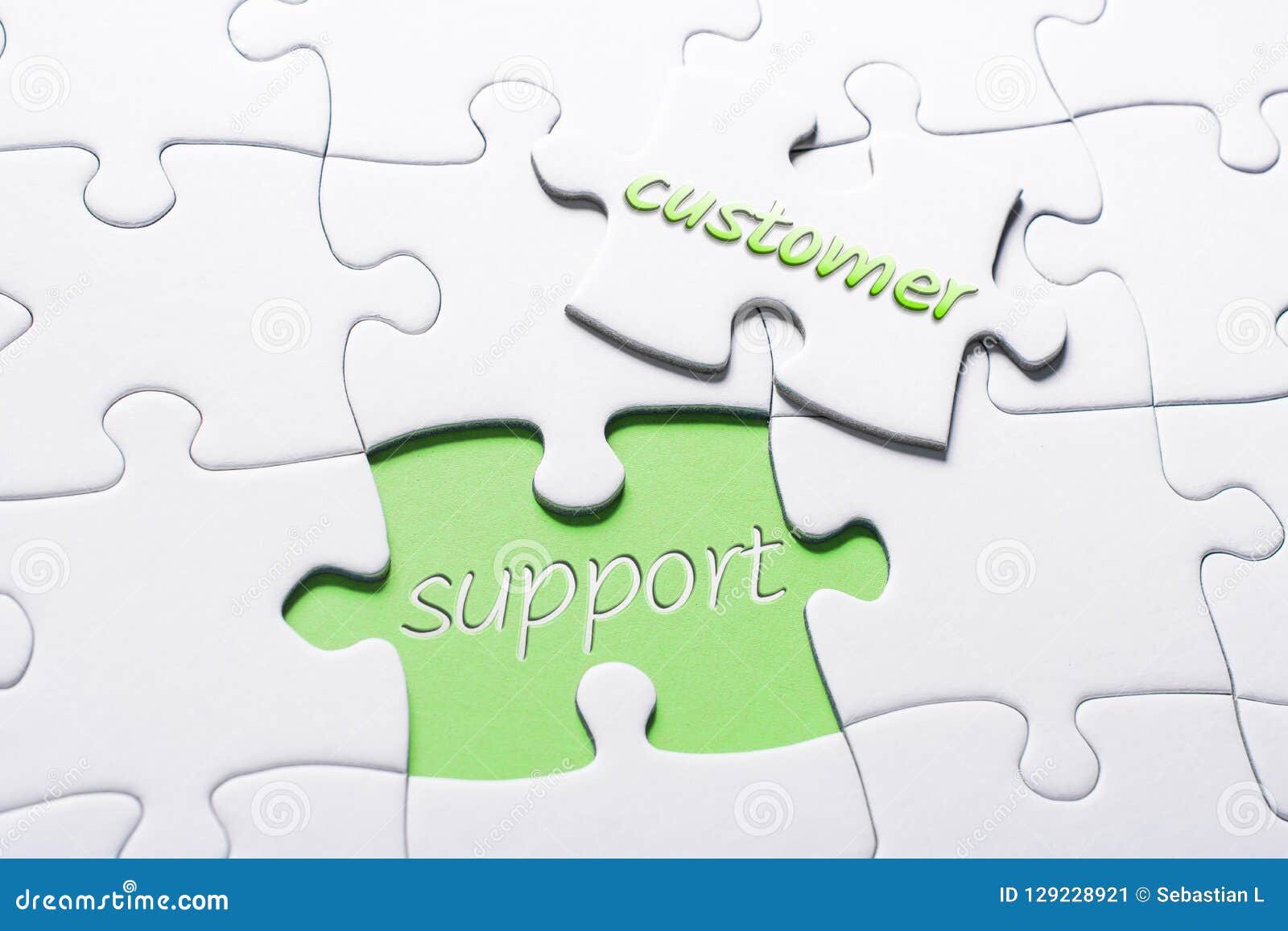The Words Customer and Support in Missing Piece Jigsaw Puzzle Stock ...