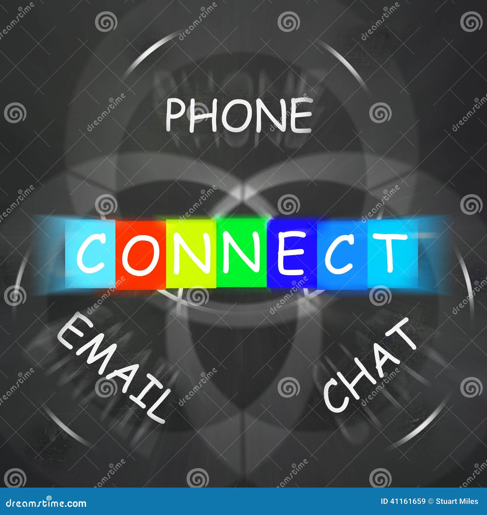 Words Displays Connect by Phone Email or Chat Stock Illustration ...