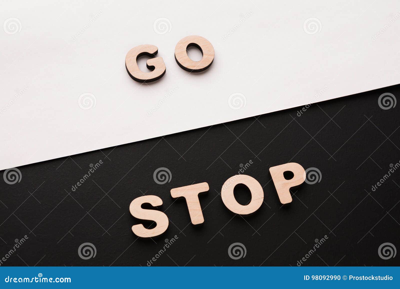 Words Go and Stop on Contrast Background Stock Photo - Image of ...