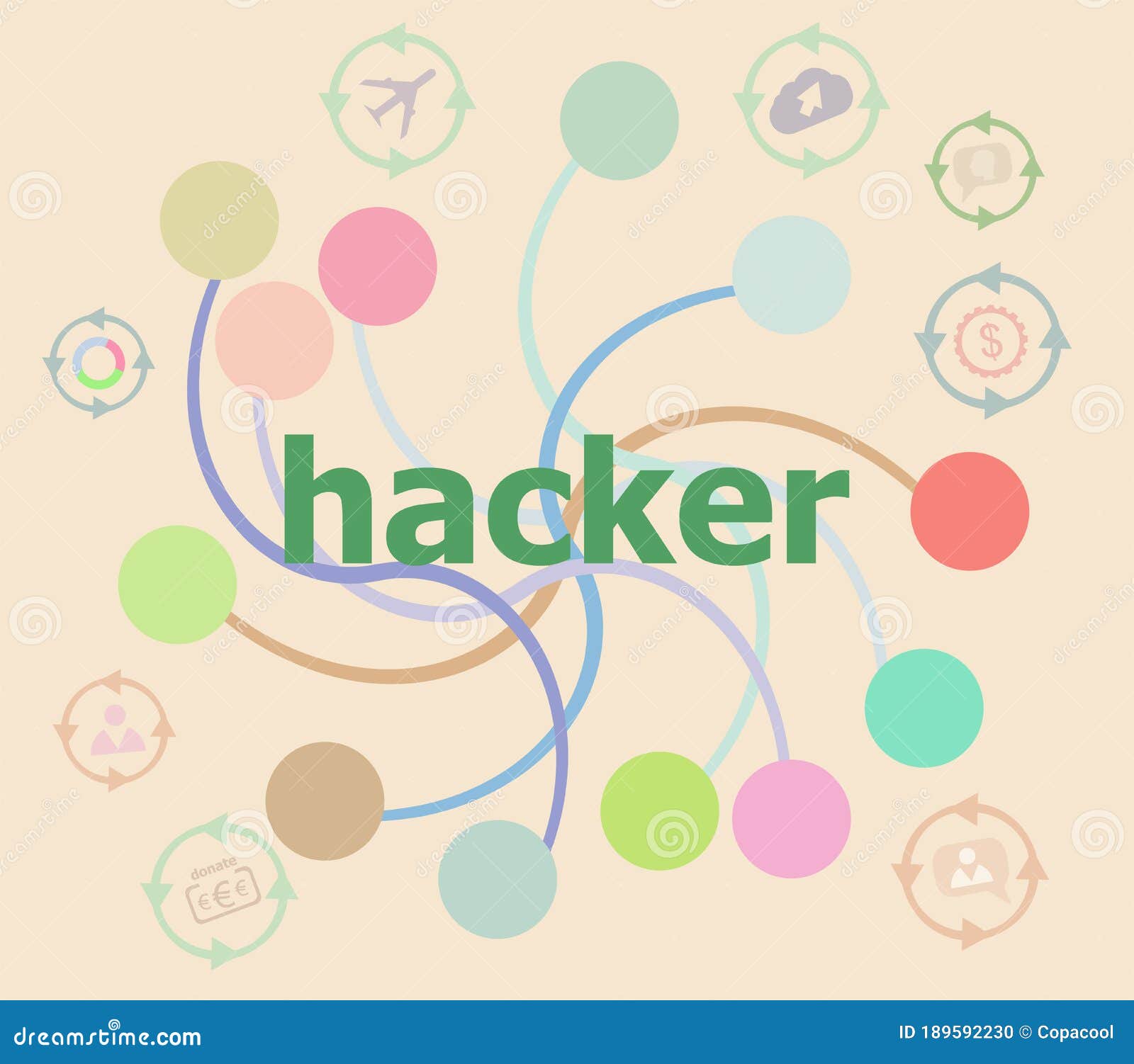 Words Hacker on Digital Background. Privacy Concept Stock Illustration ...