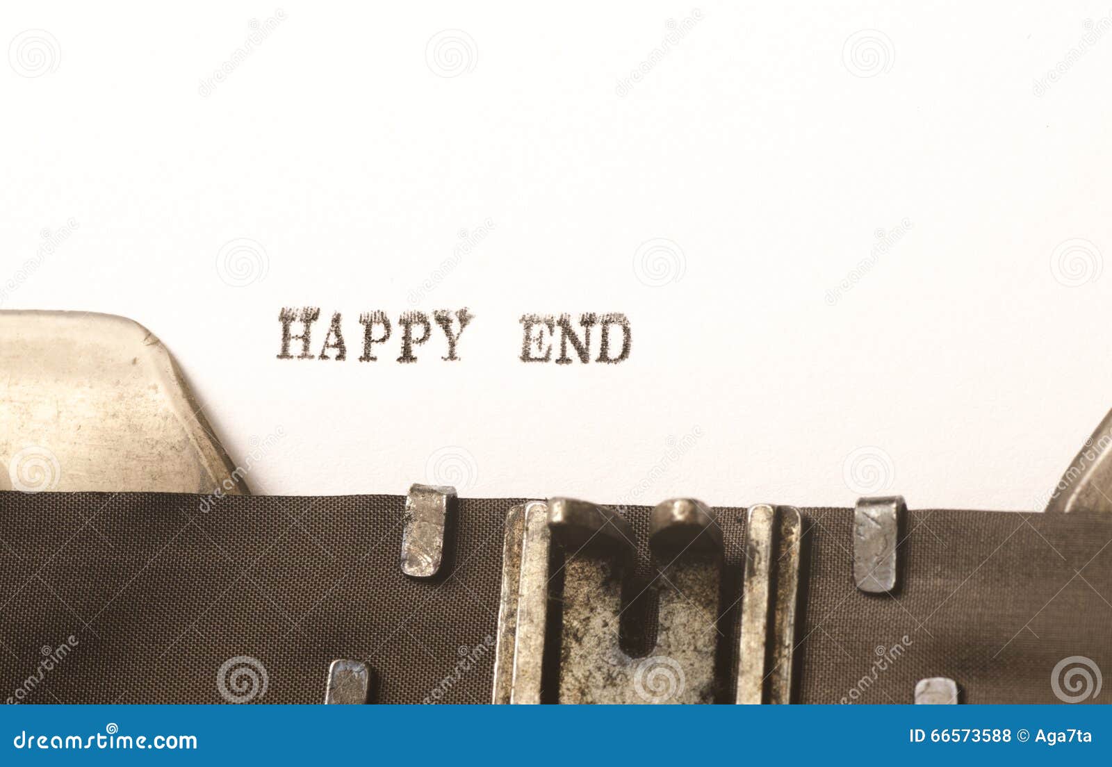 Words Happy End Written on Typewriter Stock Photo - Image of sheet ...