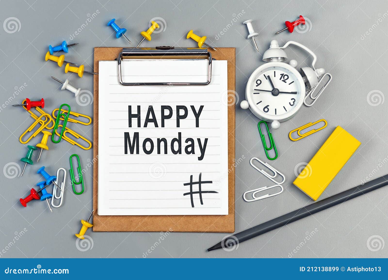The Words Happy Monday Written on a White Notebook. Work and Study ...