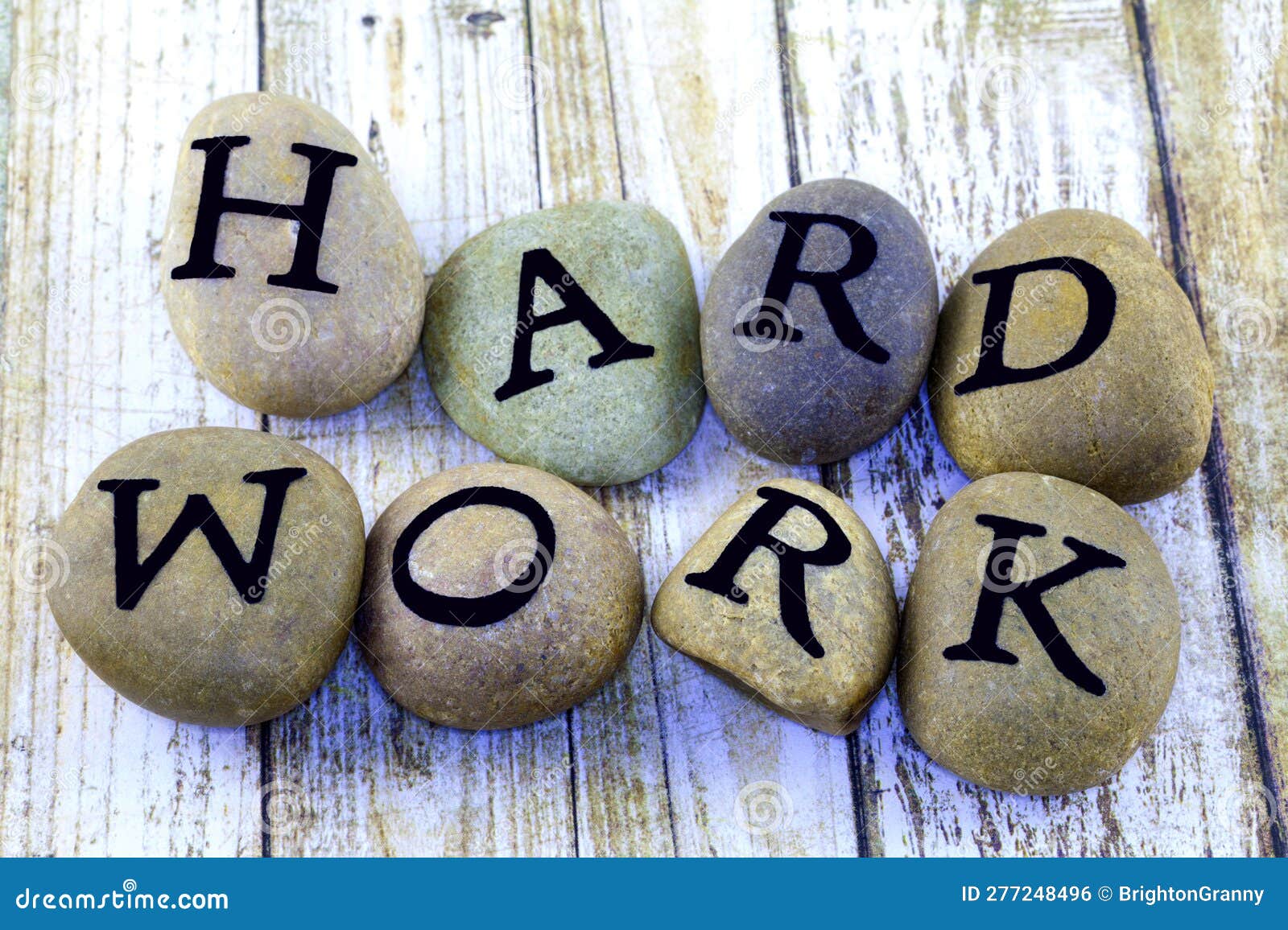 The Words Hard Work on Rounded Stones. Stock Photo - Image of force ...