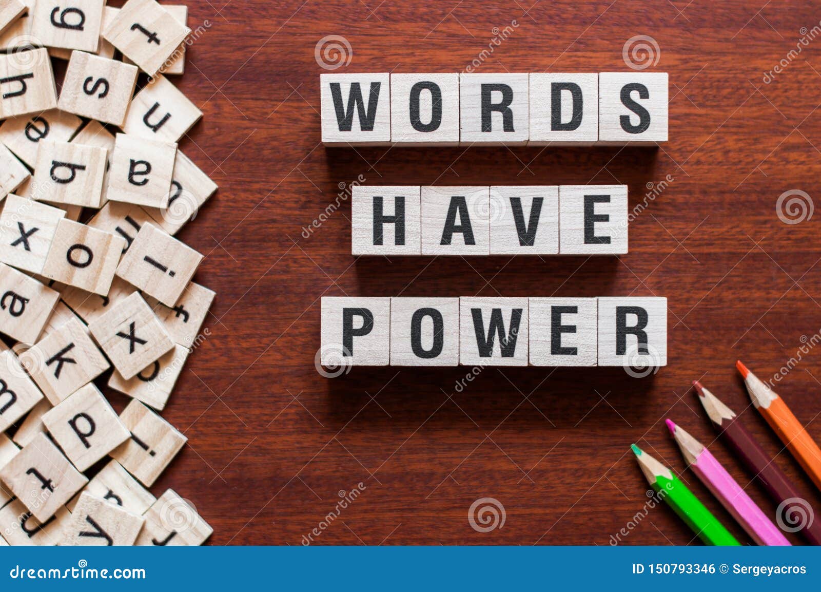 Words Have Power Word Cube on Wood Background ,English Language ...