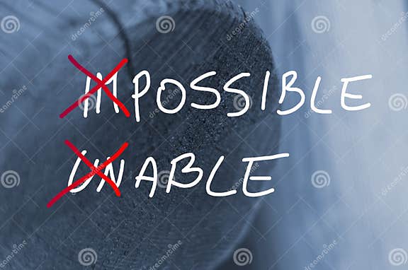 Words Impossible Unable Concept Handwritten On Wooden Log Background