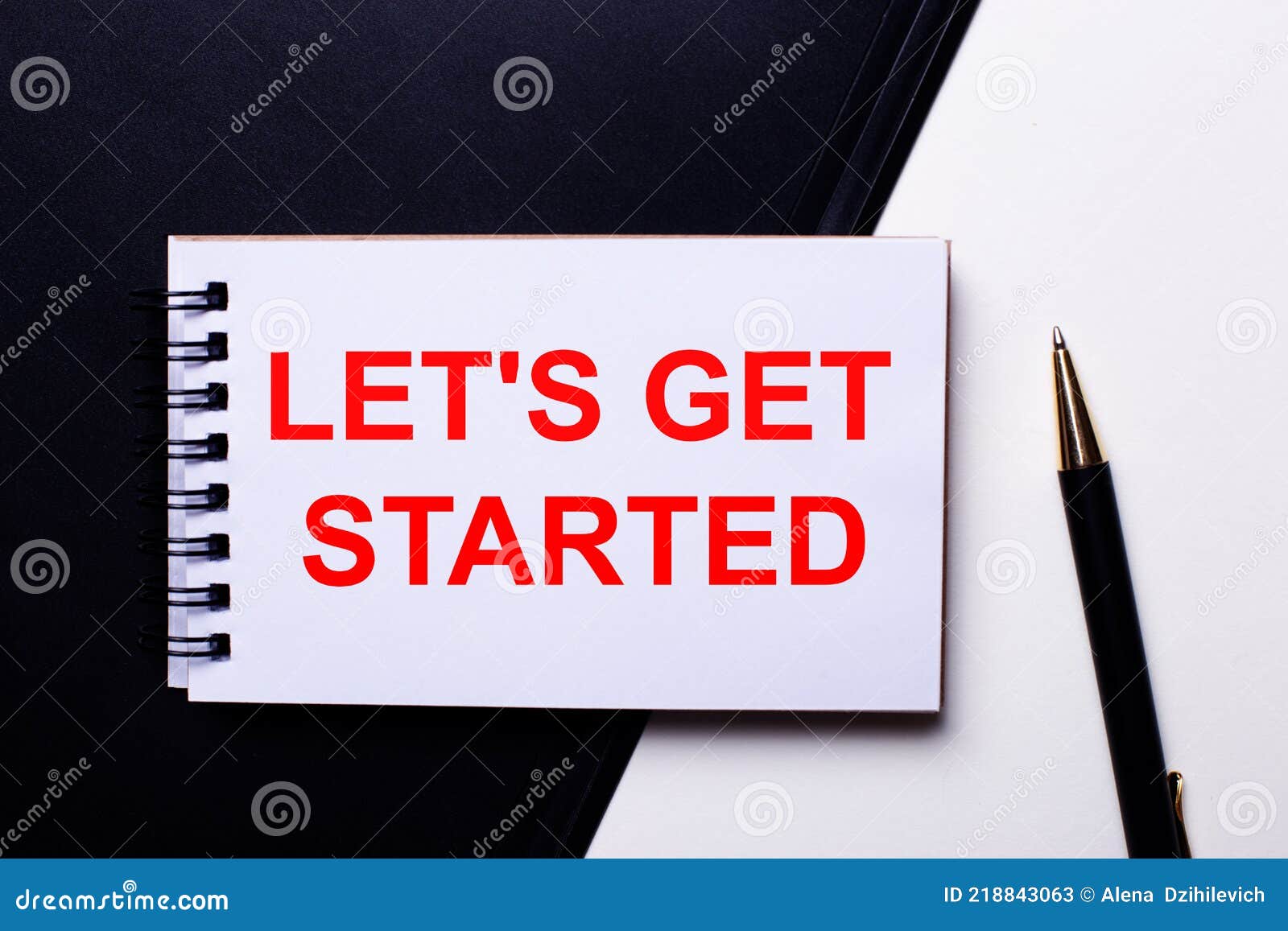The Words LET is GET STARTED Written in Red on a Black and White ...