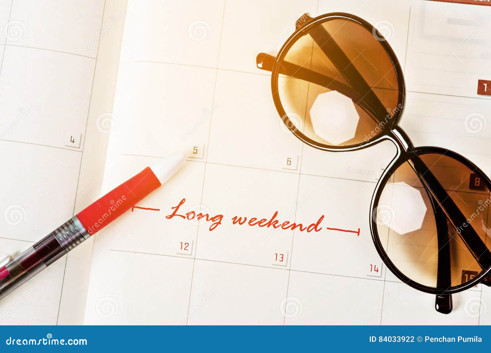 The Words Long Weekend on Calendar Stock Photo - Image of note, relax ...