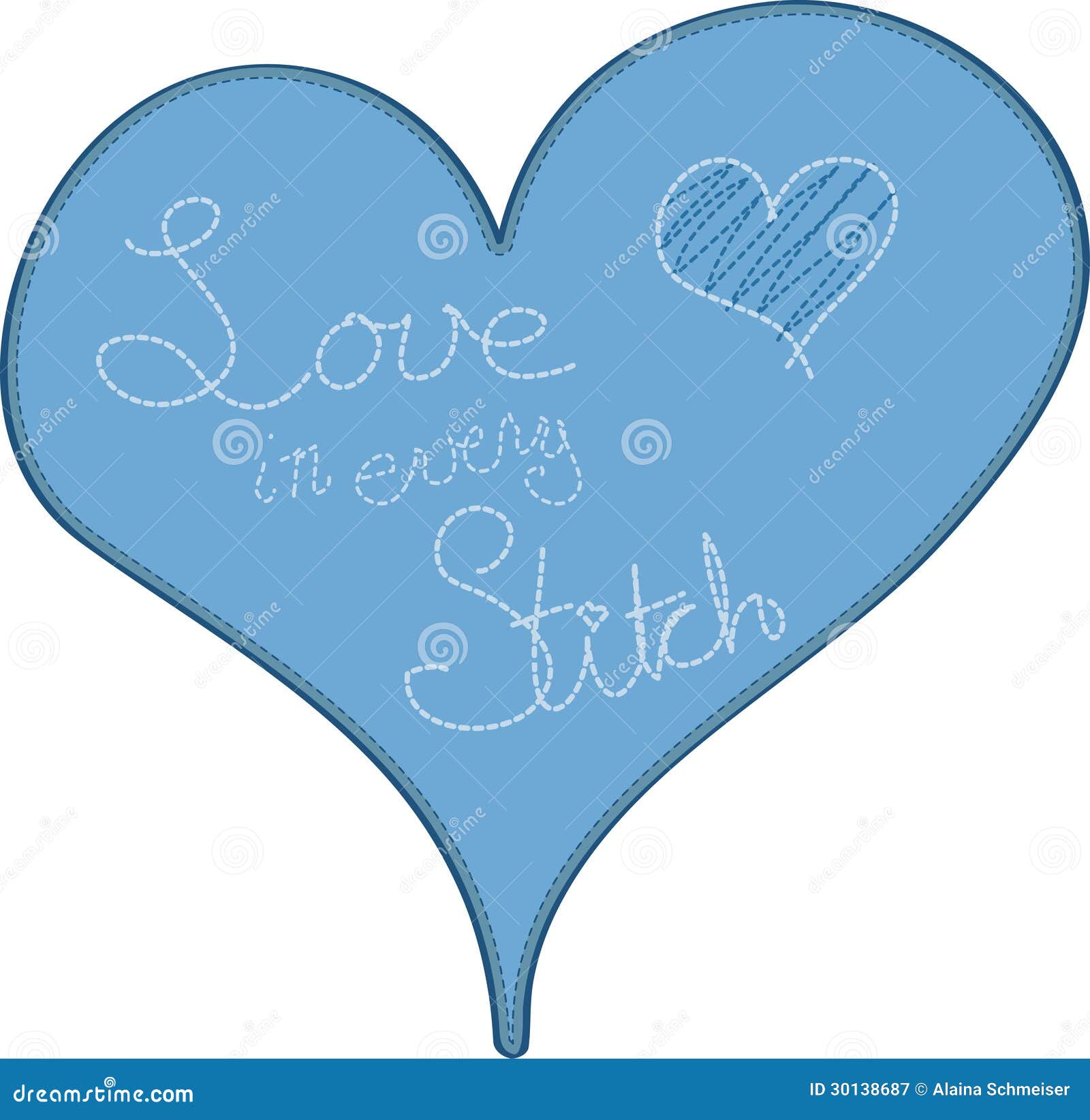 Embroidered Blue Heart stock vector. Illustration of stylish - 30138687
