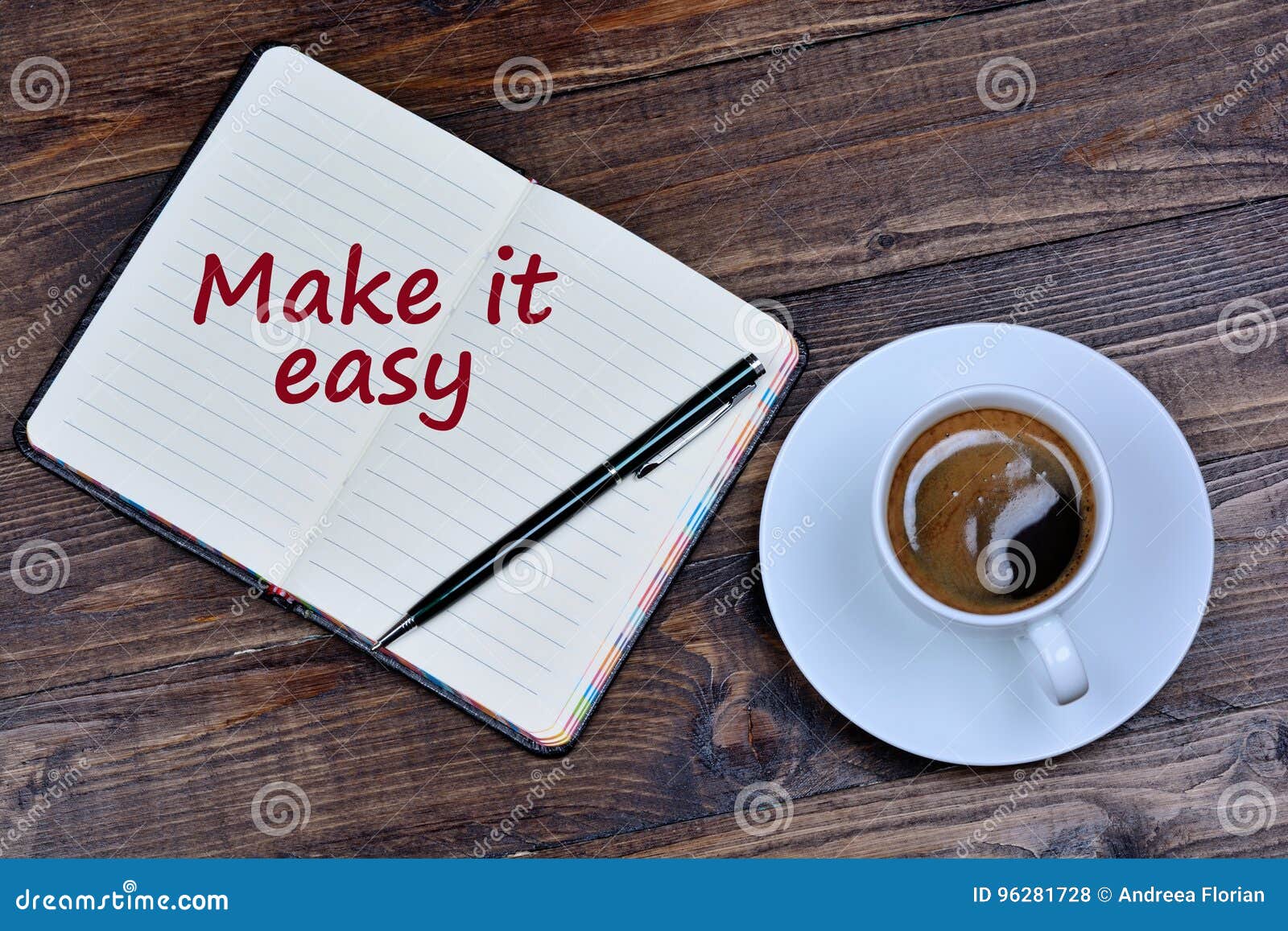 The Words Make it Easy on Notebook Stock Photo - Image of plan, drink ...
