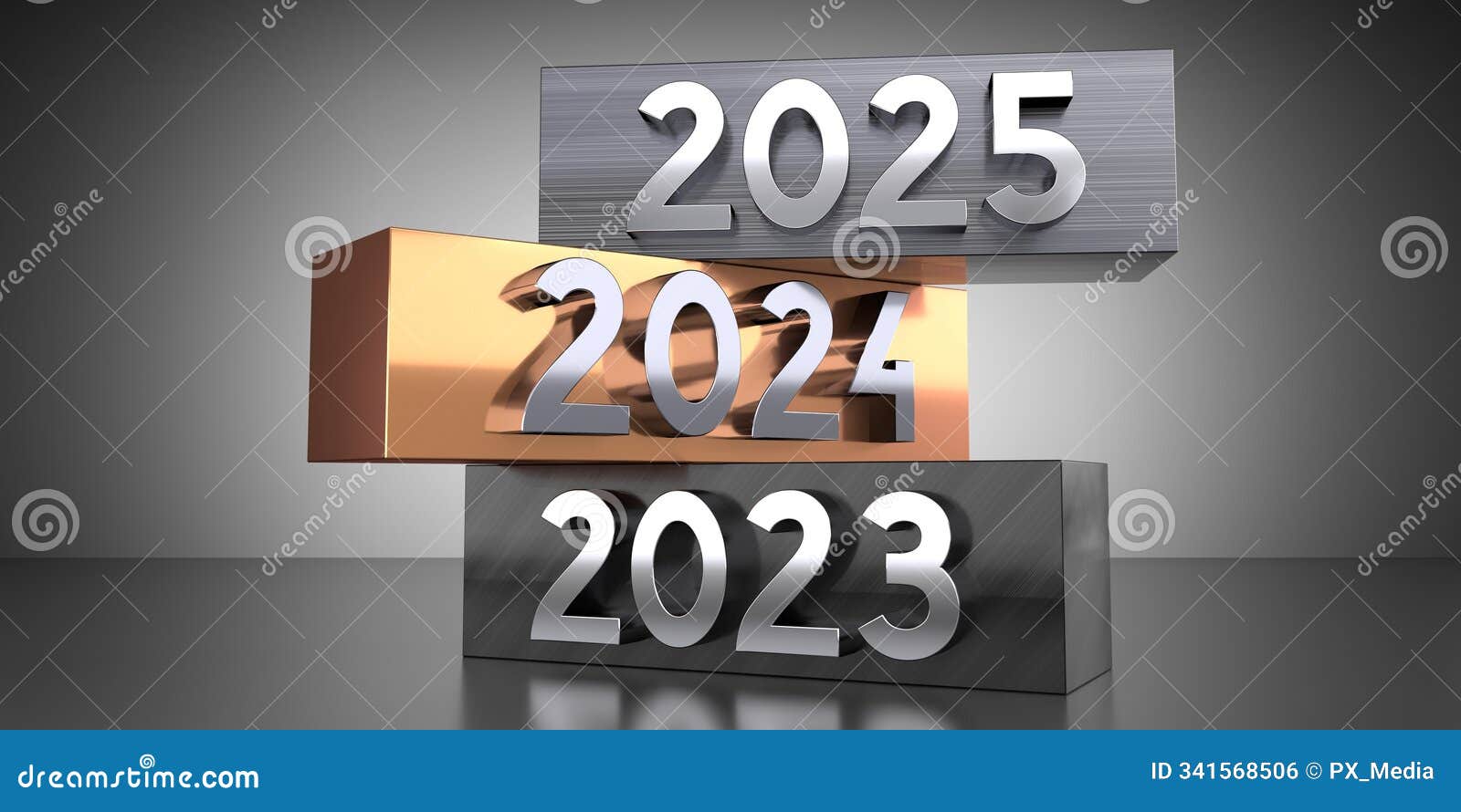 2025, 2024, 2023 - Words On Metal Blocks Royalty-Free Cartoon ...