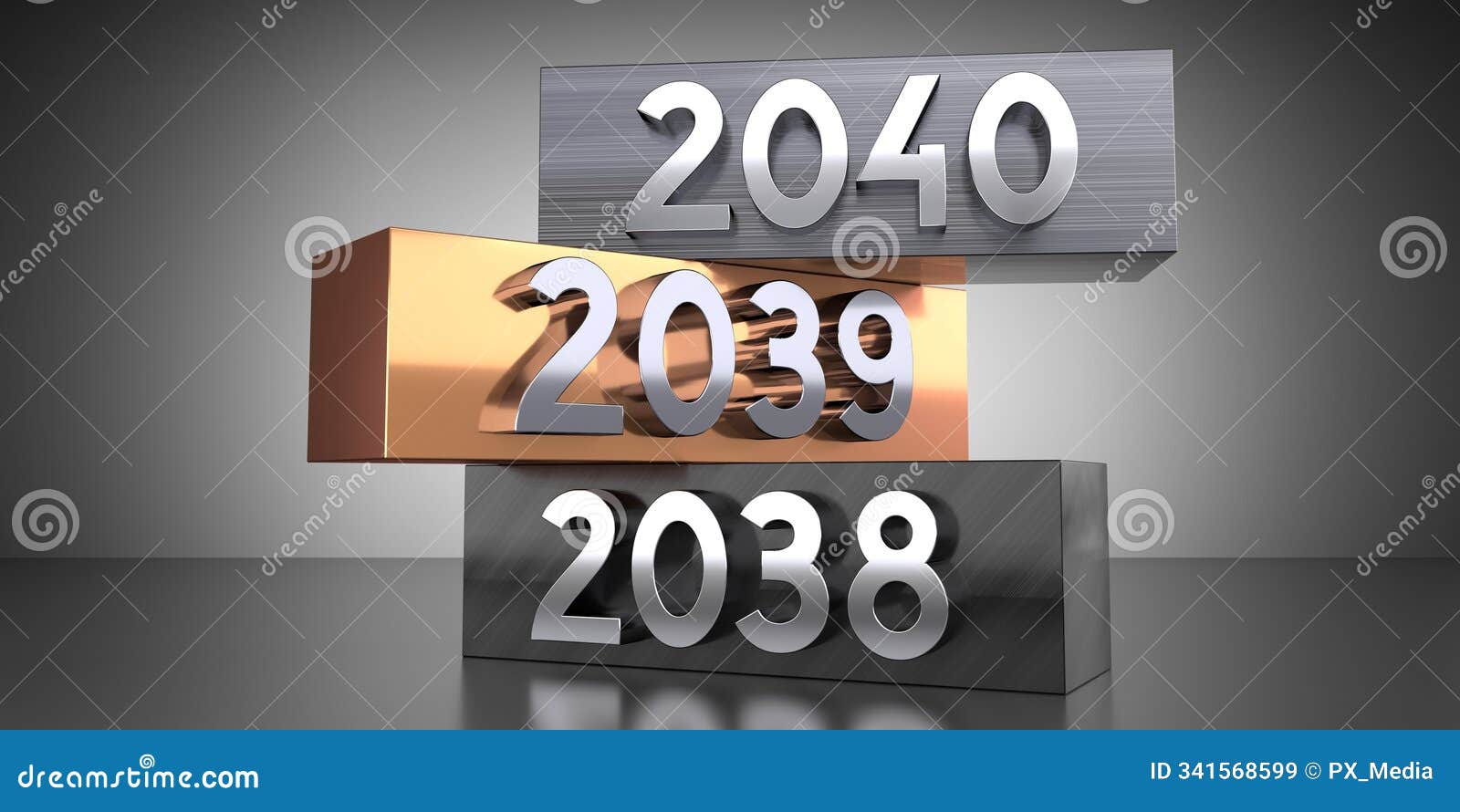 2039, 2040, 2041, 2042, 2043 - Words On Metal Blocks Royalty-Free ...