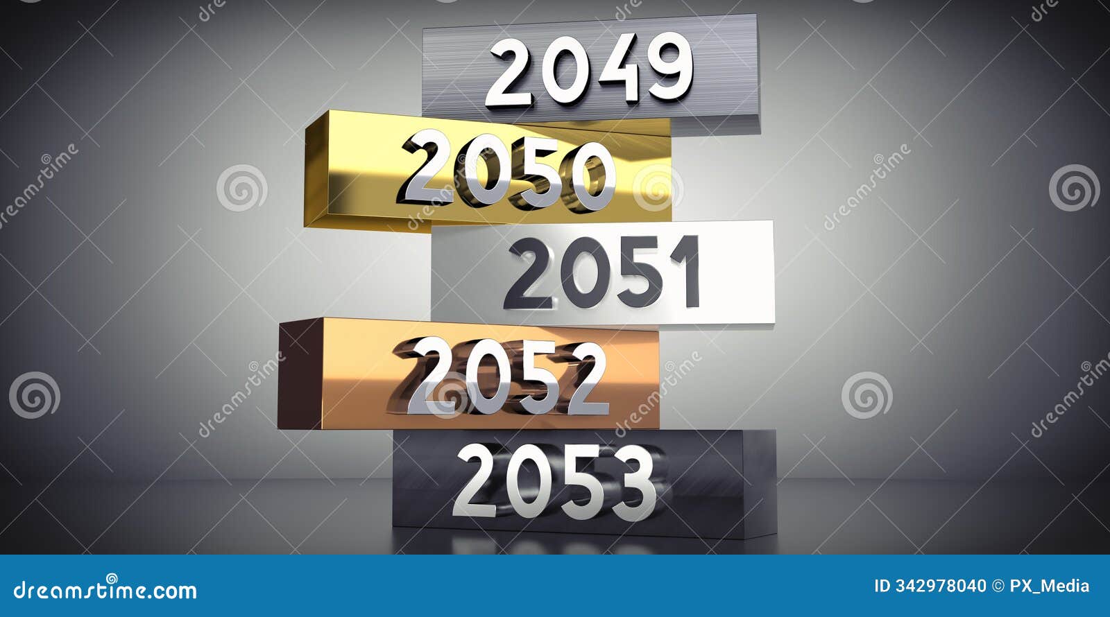 2049, 2050, 2051, 2052, 2053 - Words On Metal Blocks Stock Illustration ...