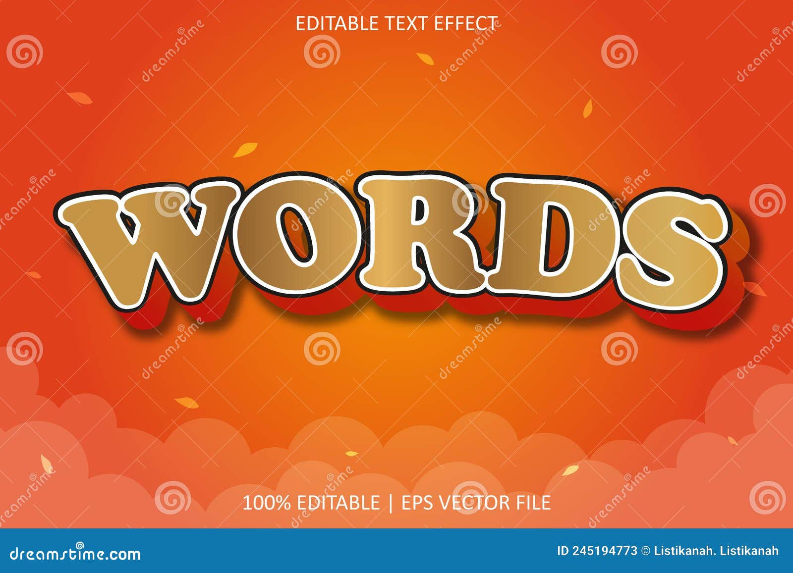 Words with Modern Style Editable Text Effect Orange Color Stock Vector ...