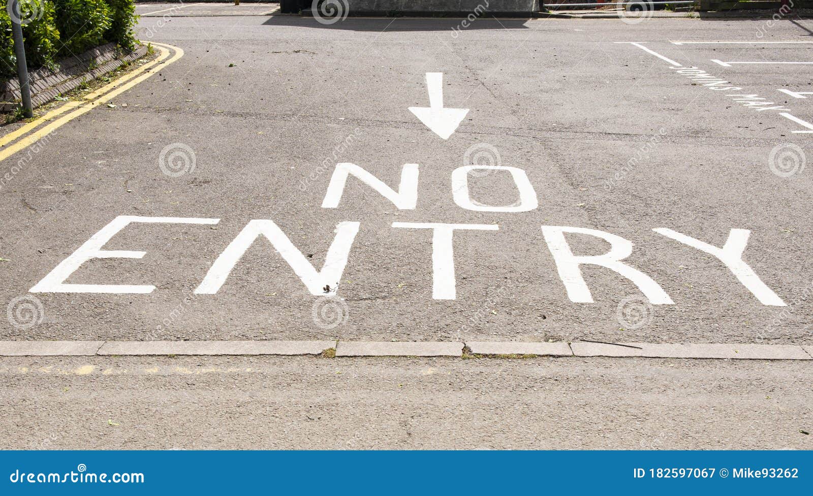 No Entry in White Paint on Road with an Arrow Pointing Towards Viewer ...