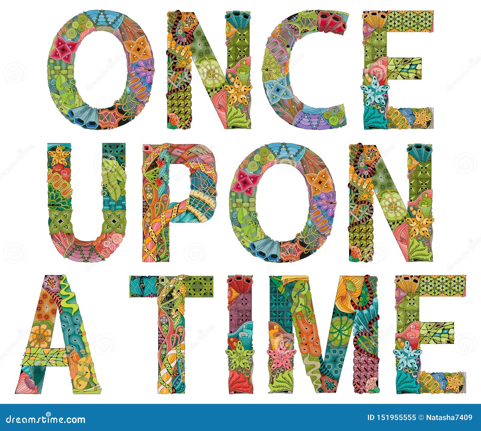 Words ONCE upon a TIME. Vector Zentangle Object for Decoration Stock ... Words ONCE upon a TIME. Vector Zentangle Object for Decoration Stock ...