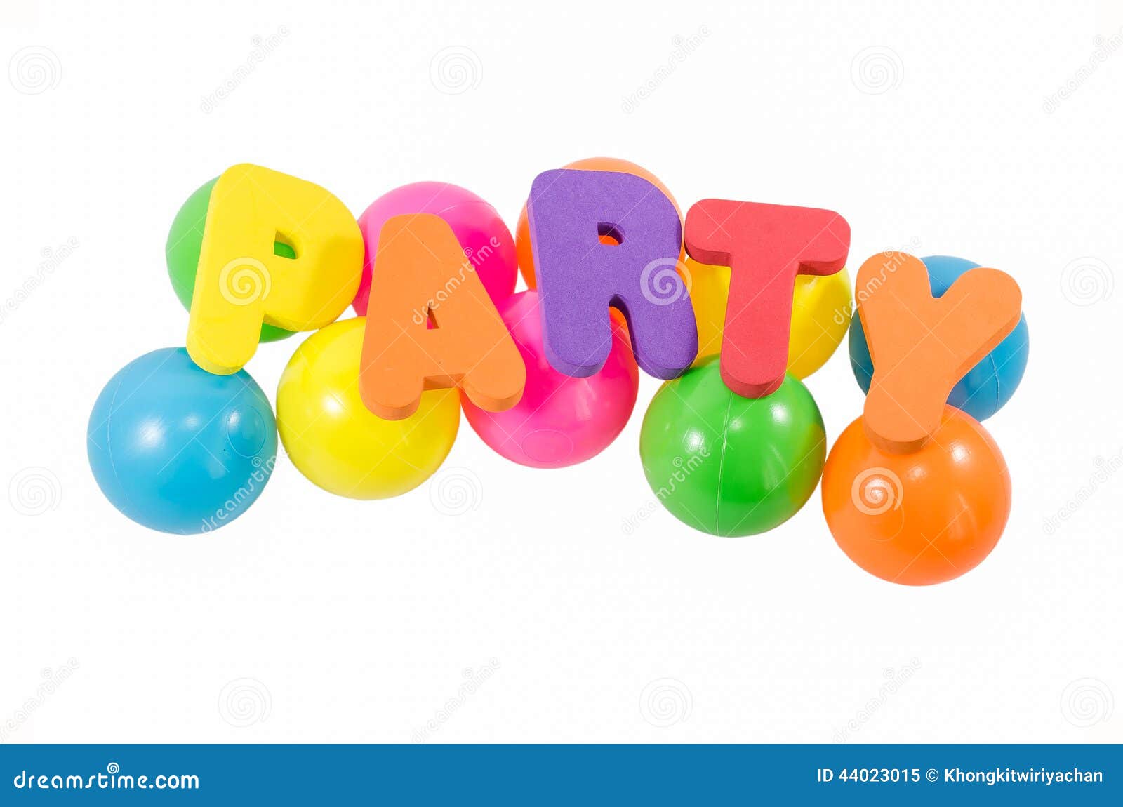 The Words PARTY with Colorful Balls on White Stock Image - Image of ...