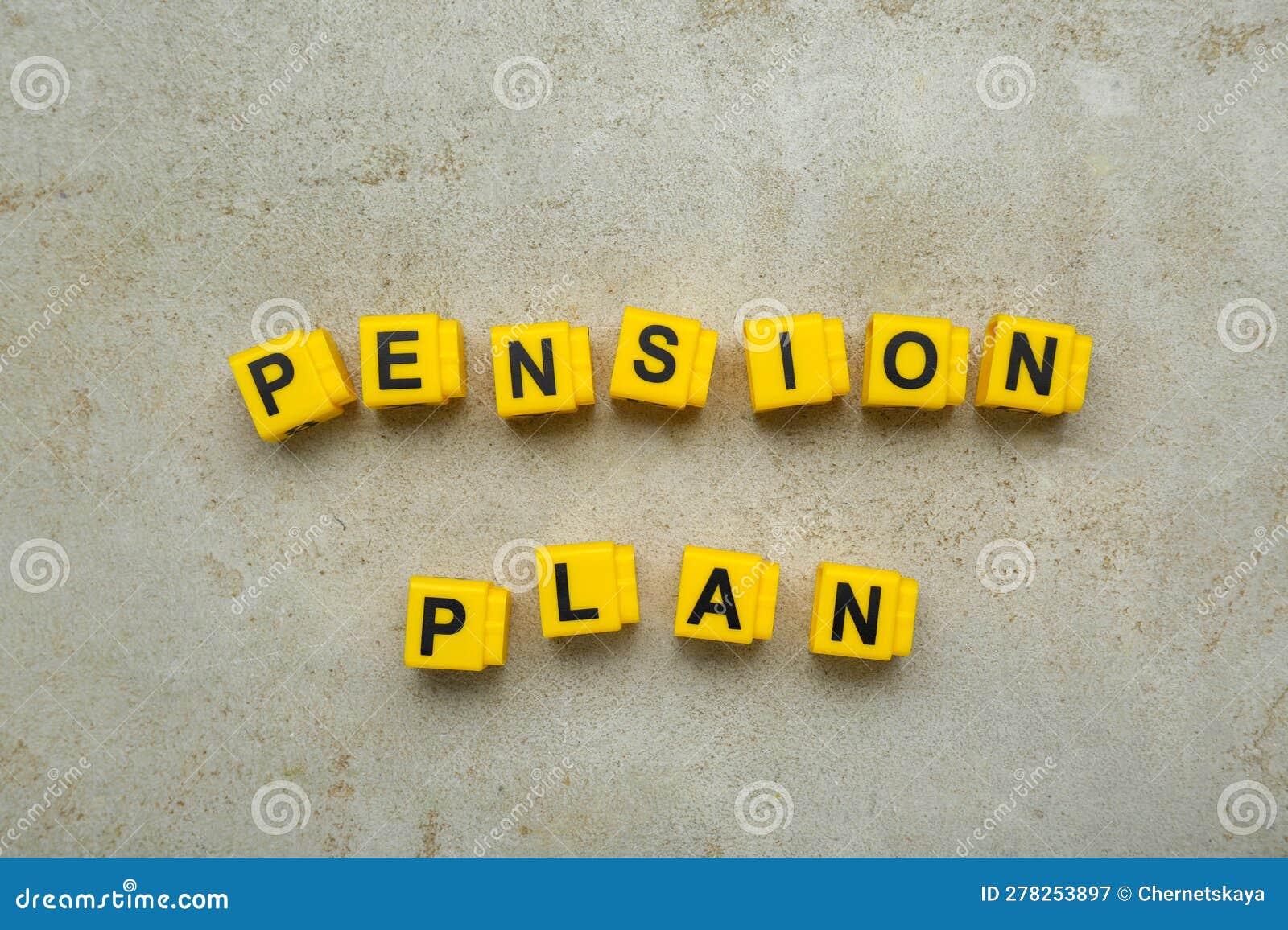 Words Pension Plan Made of Yellow Cubes on Light Textured Table, Flat ...