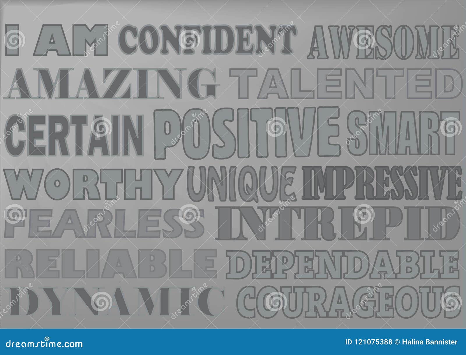 WORDS POSITIVE SILVER & GREY Stock Illustration - Illustration of ...