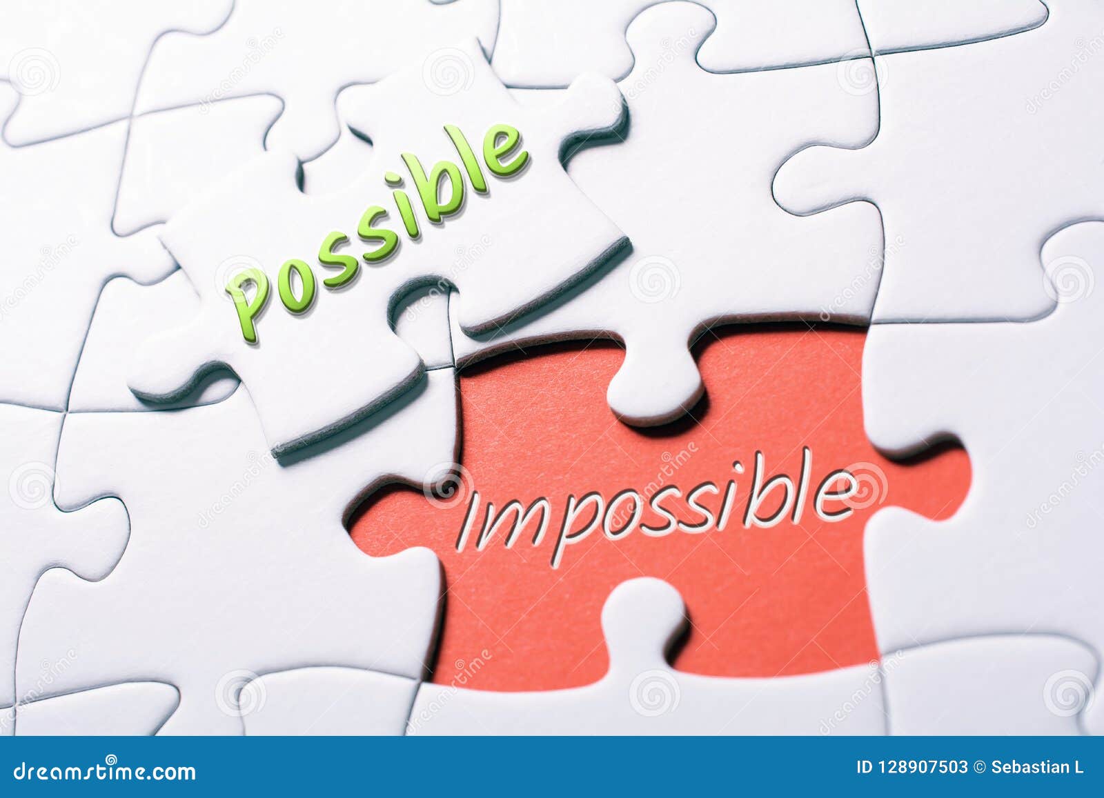 The Words Possible and Impossible in Missing Piece Jigsaw Puzzle Stock ...