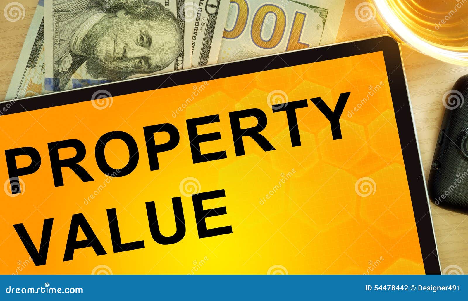 Words Property Value on Tablet. Stock Photo - Image of holding, estate ...