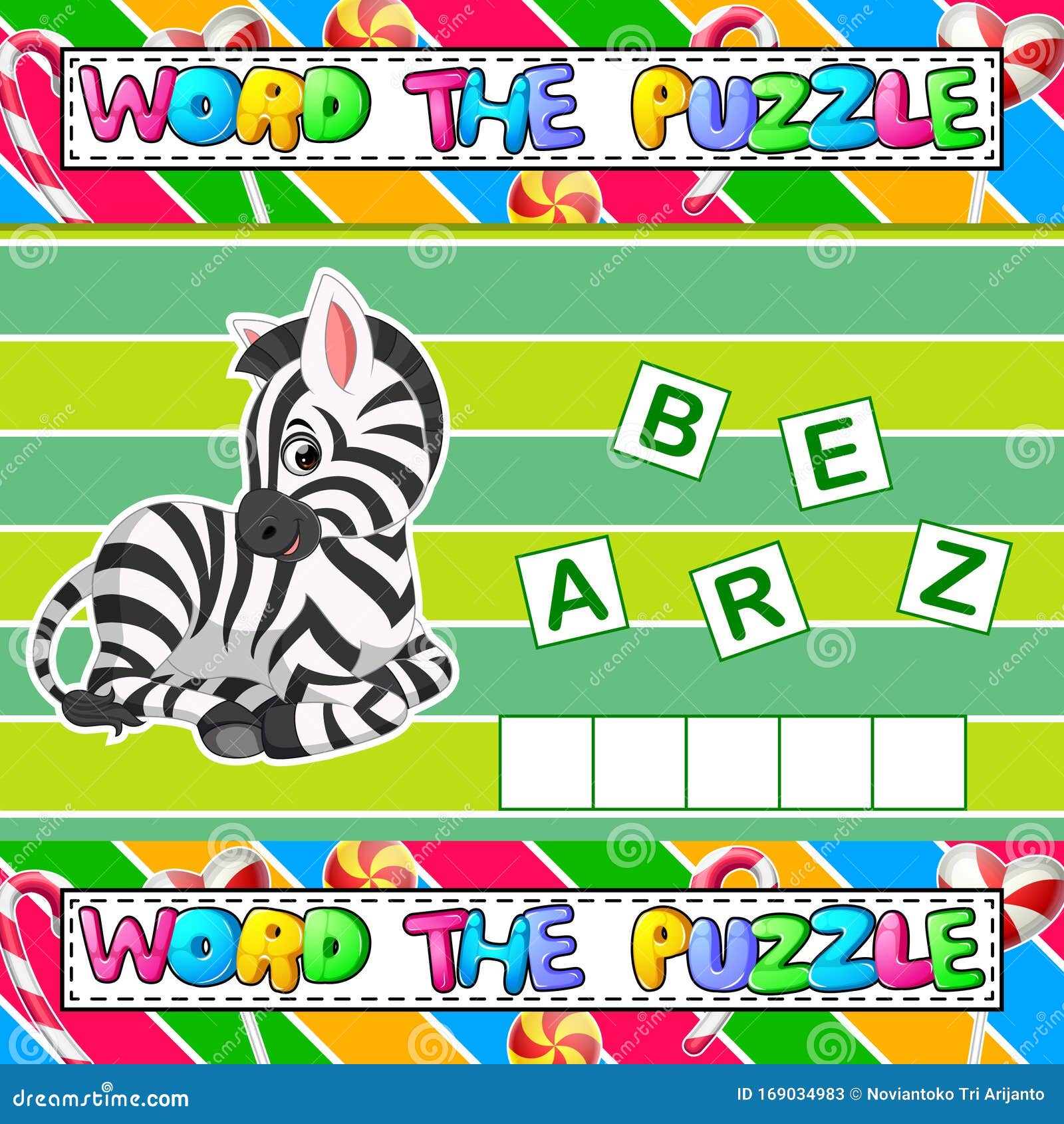Words Puzzle Children Educational Game With Numbers Code. Vector ...