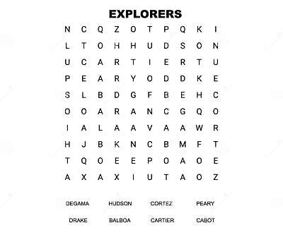 Words Search Puzzle Game Activity Worksheet Printable Version Explorers ...