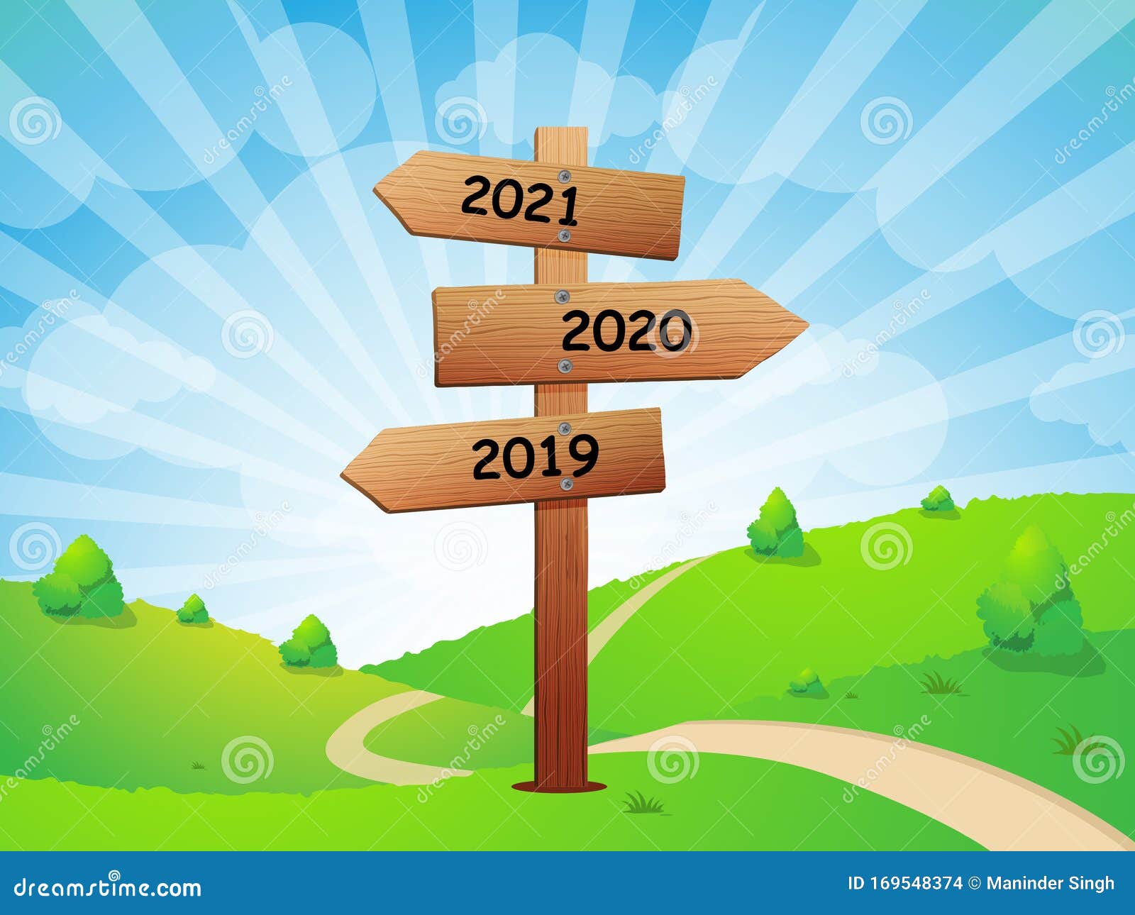 2021, 2020, 2019 stock illustration. Illustration of signpost - 169548374