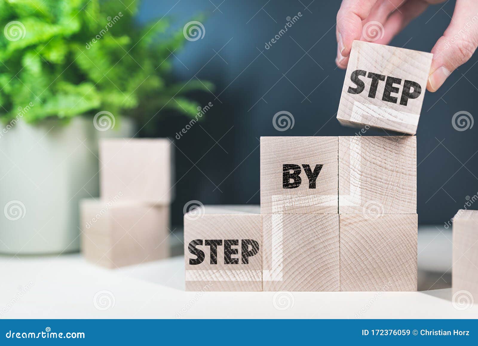 Words Step by Step on Wooden Blocks Stock Image - Image of reaching ...