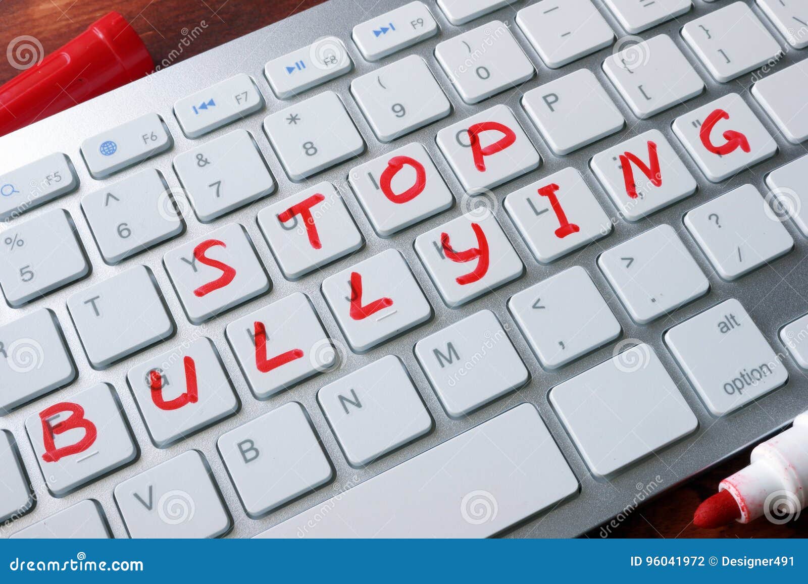 Words stop bullying. stock photo. Image of keyboard, stop - 96041972