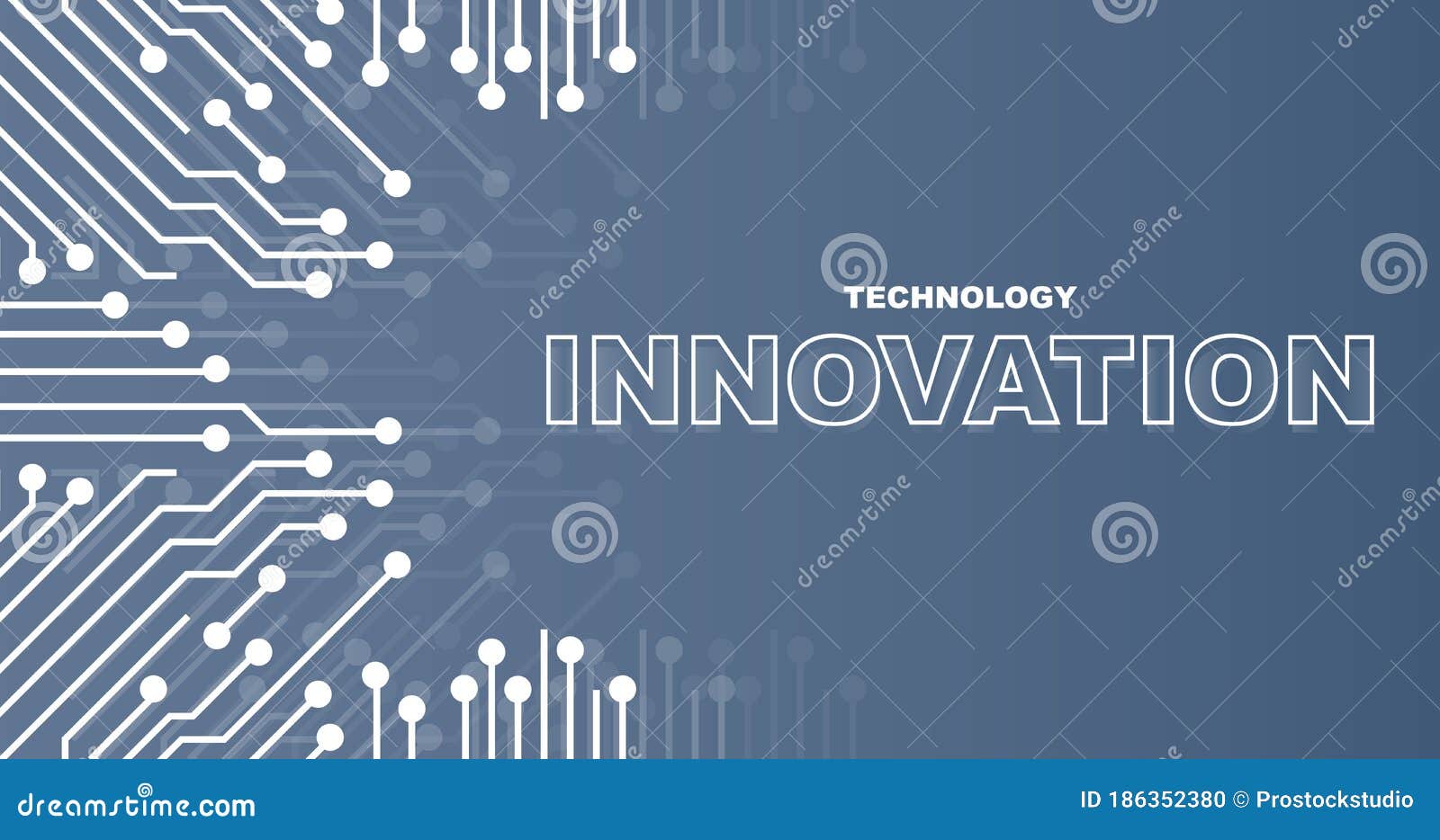 Words TECHNOLOGY INNOVATION on Grey Background with Electric Circuit ...