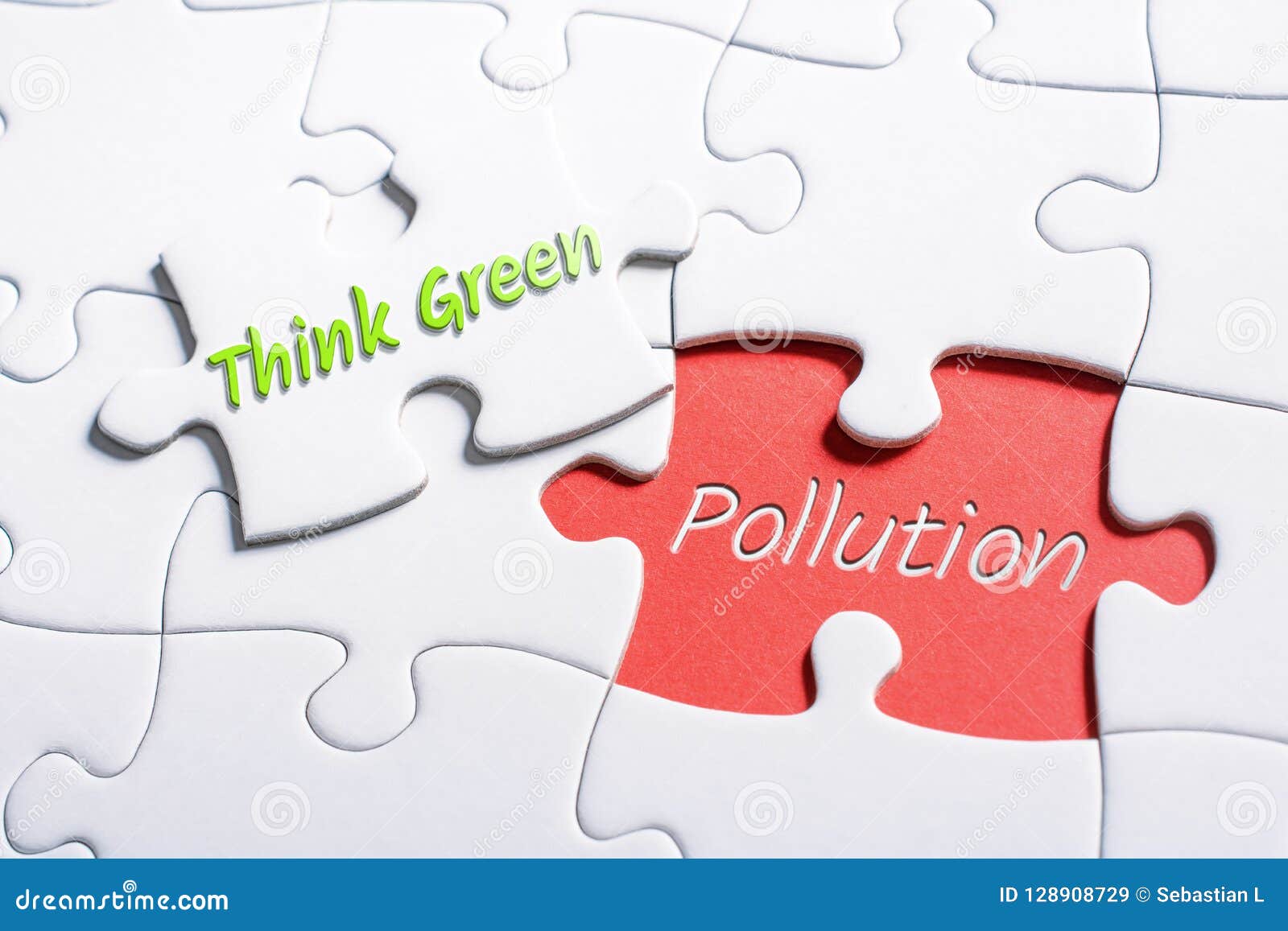 The Words Think Green and Pollution in Missing Piece Jigsaw Puzzle ...