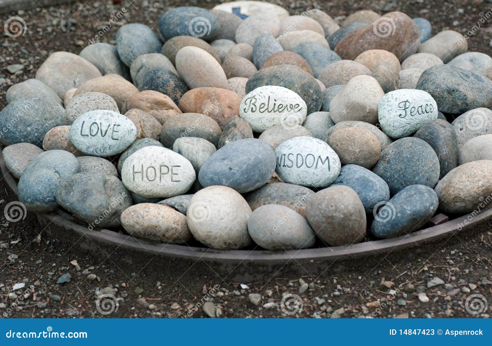 Words of Wisdom in a Plate of Rocks Stock Image - Image of plate, life ...