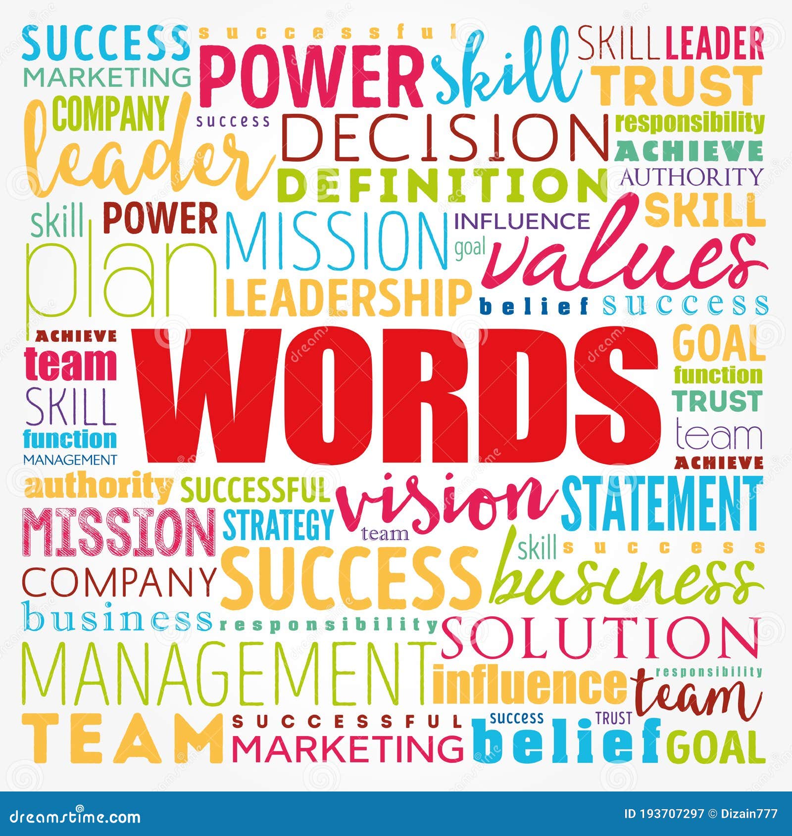 WORDS Word Cloud Collage, Business Concept Background Stock ...