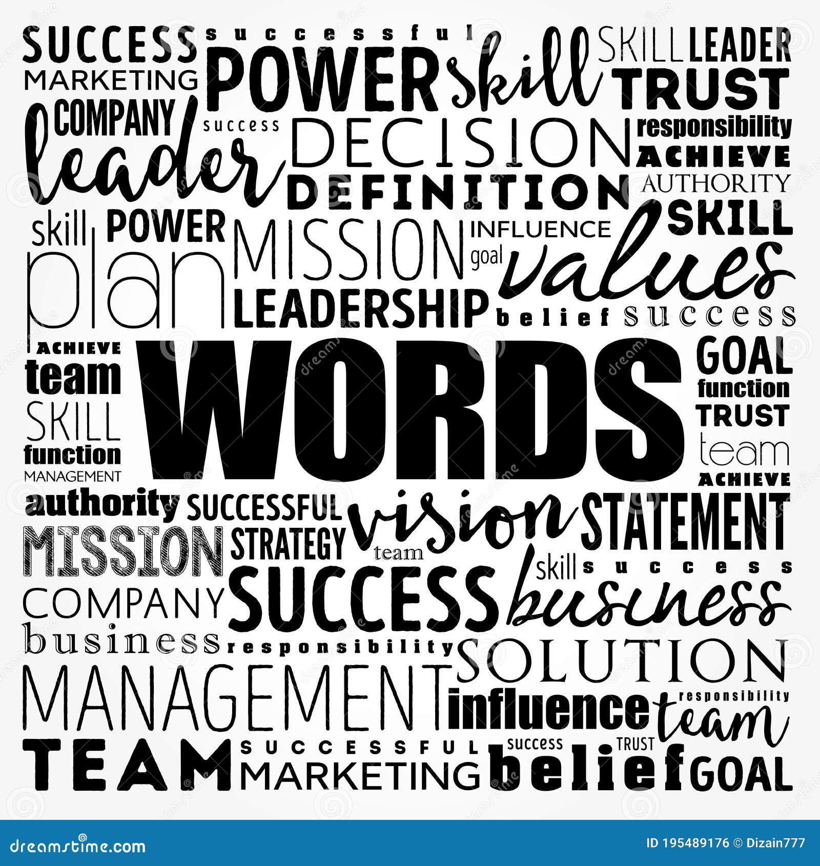 WORDS Word Cloud Collage, Business Concept Background Stock ...