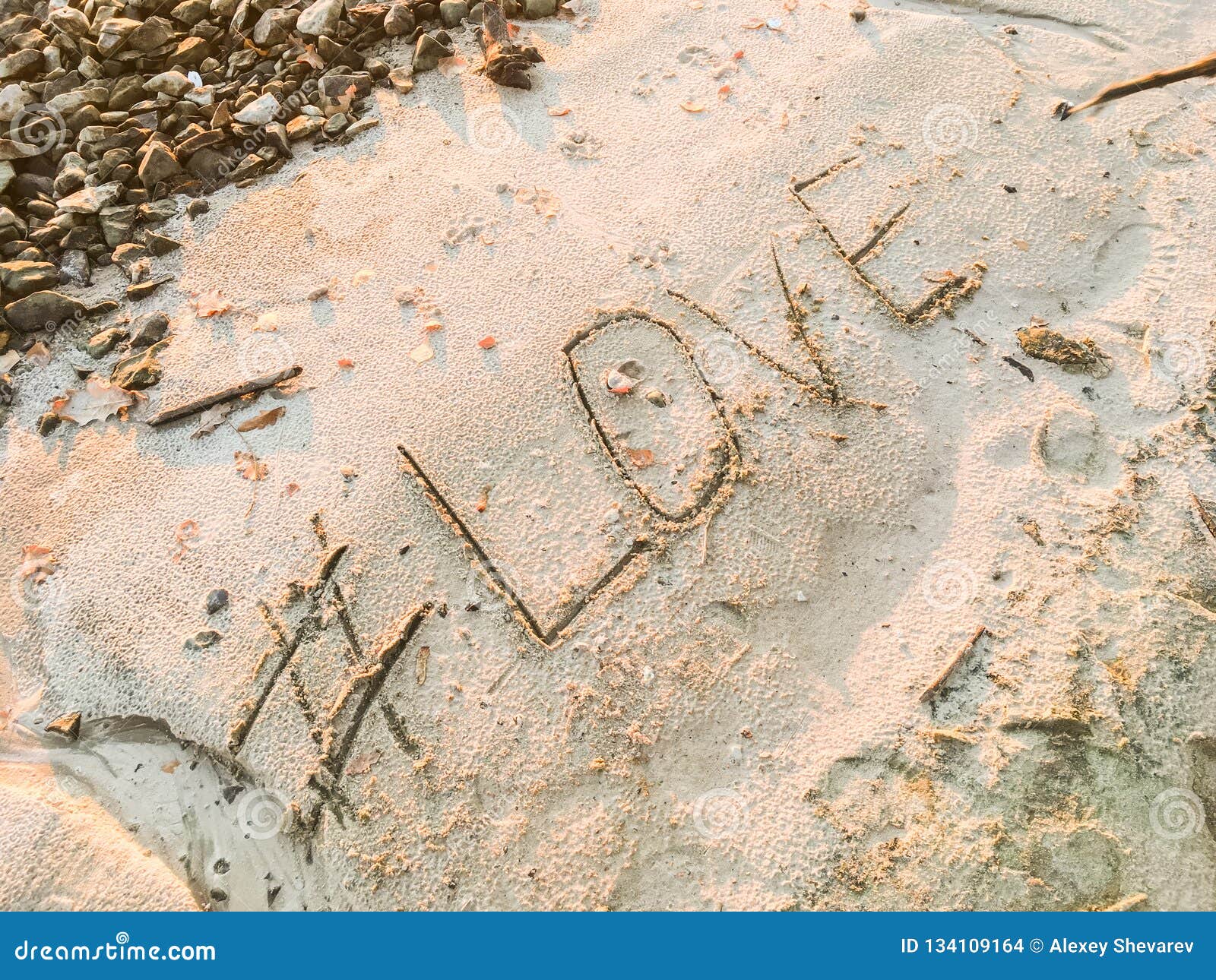 Words Written in the Sand on the Beach by a Man Stock Photo - Image of ...