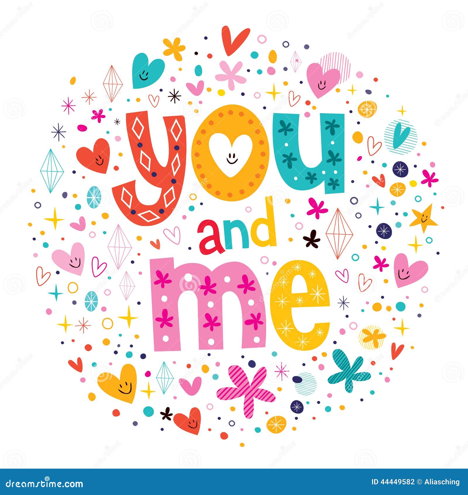 Words You and Me Typography Lettering Decorative Text Stock Vector ...