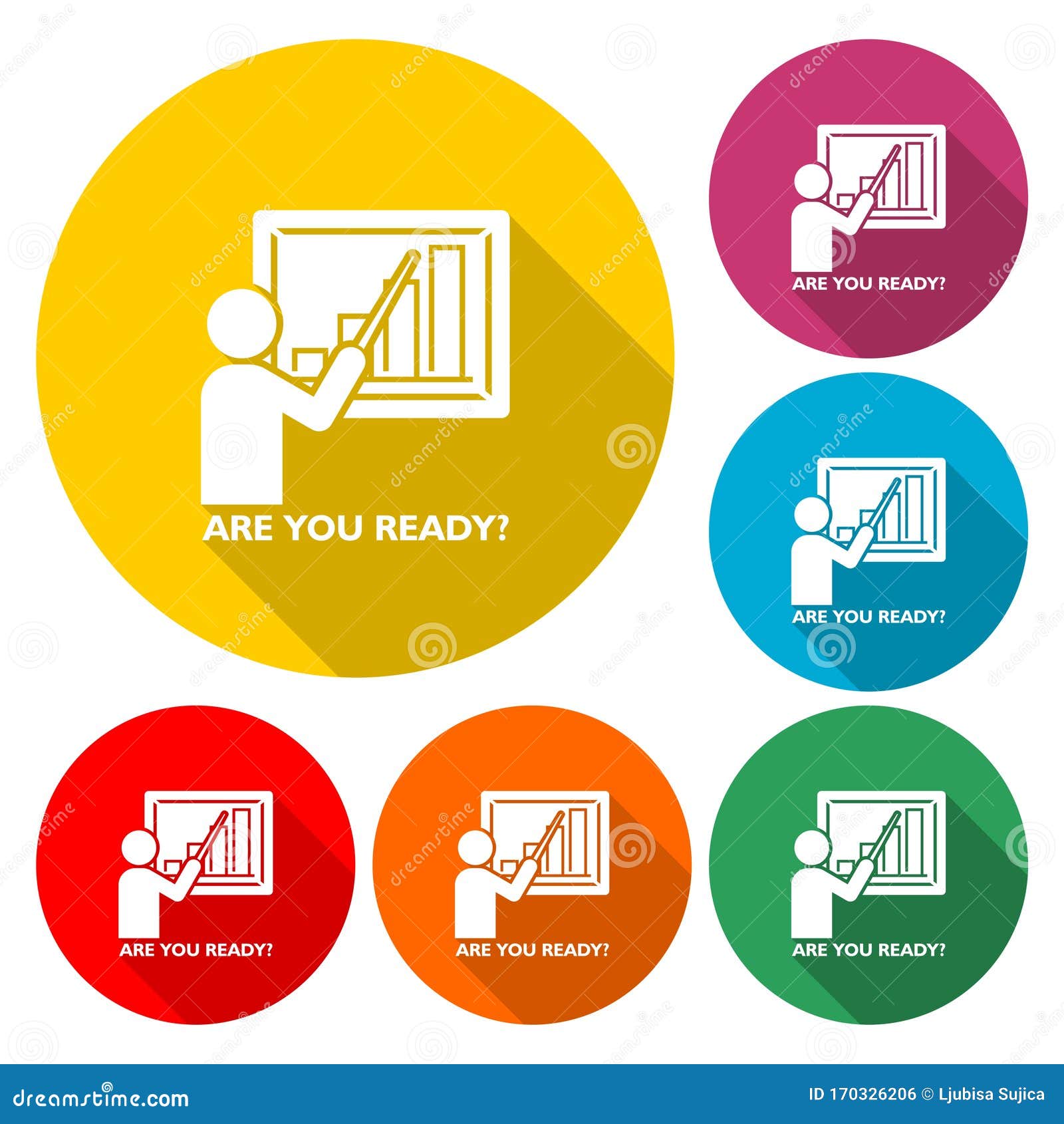 The Words are You Ready Icon with Long Shadow Stock Vector ...