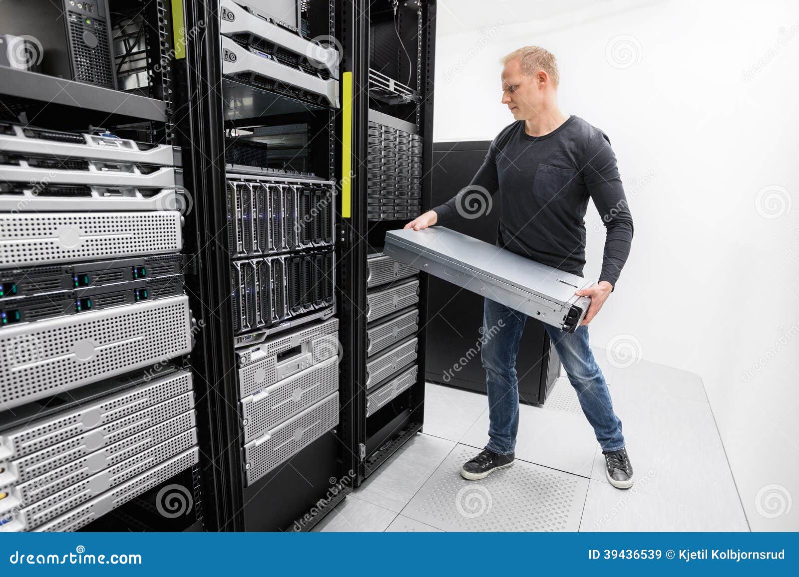 Woring it Consultant Install Rack Server Stock Image - Image of data ...