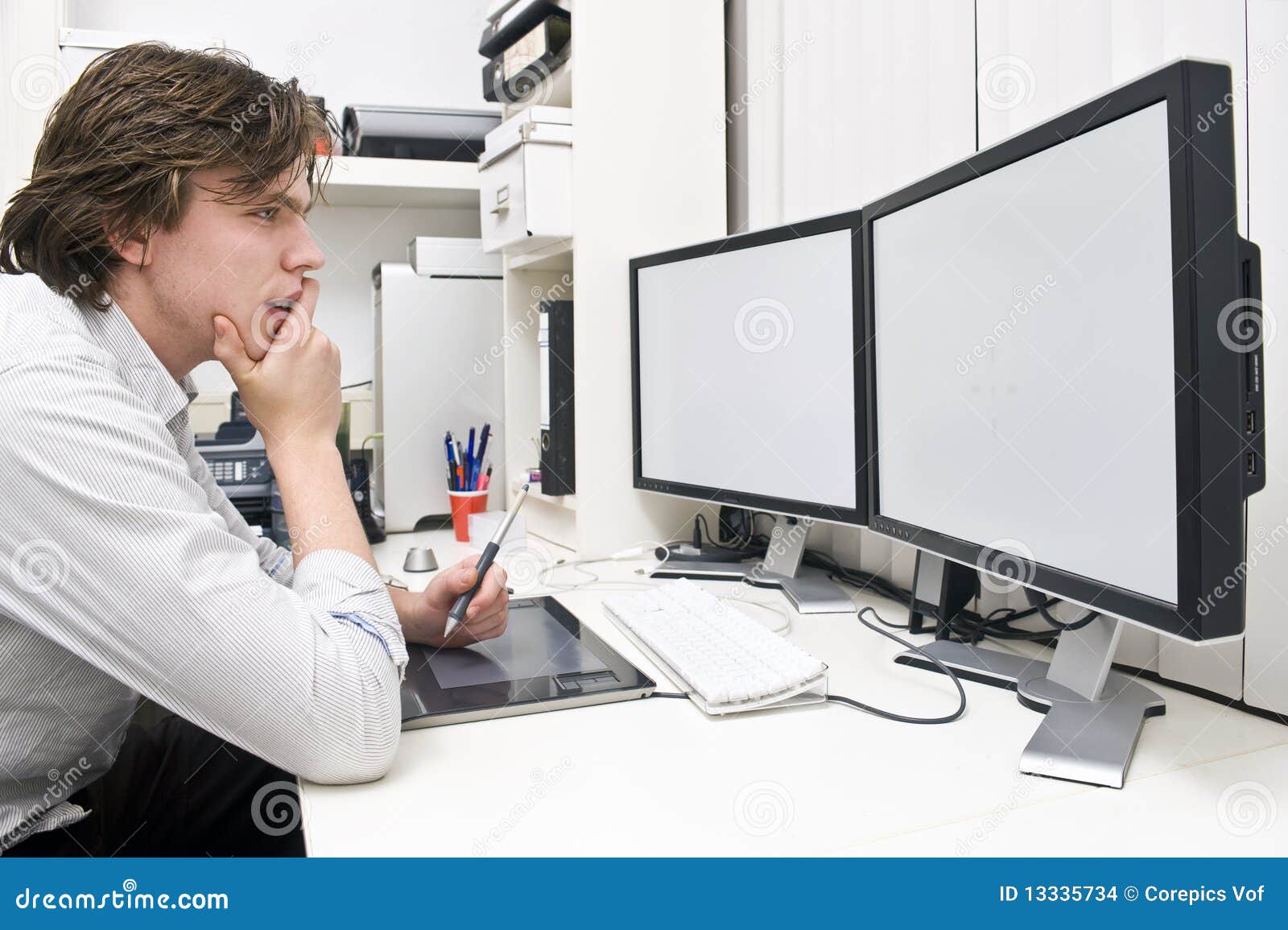 At work stock photo. Image of screen, office, concentrated - 13335734