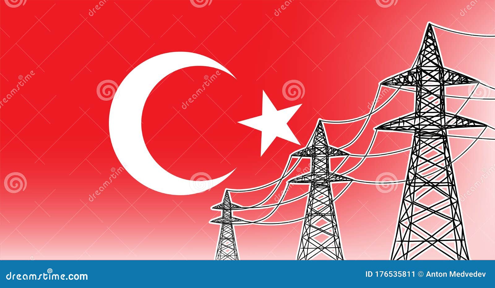 Turkey Power Supply Lines Concept Stock Vector - Illustration of whiten ...