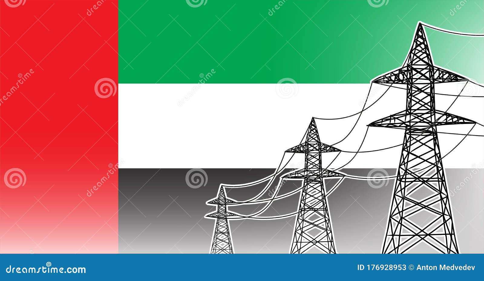 United Arab Emirates Power Supply Lines Concept Stock Illustration ...