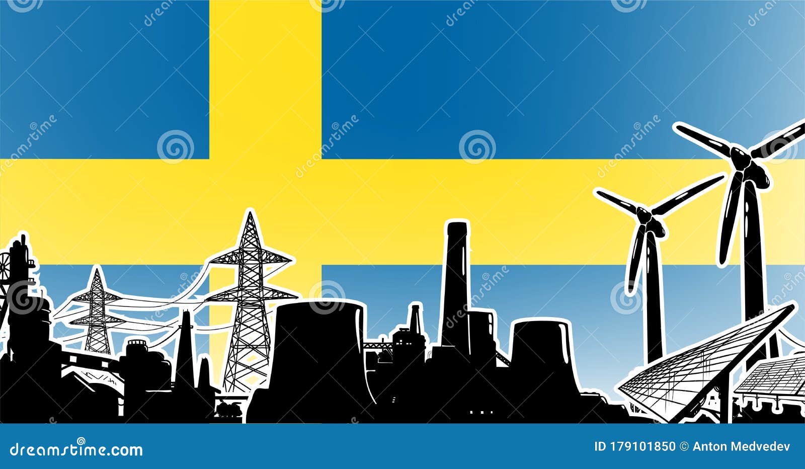 Energy Production in Sweden Stock Illustration - Illustration of energy ...