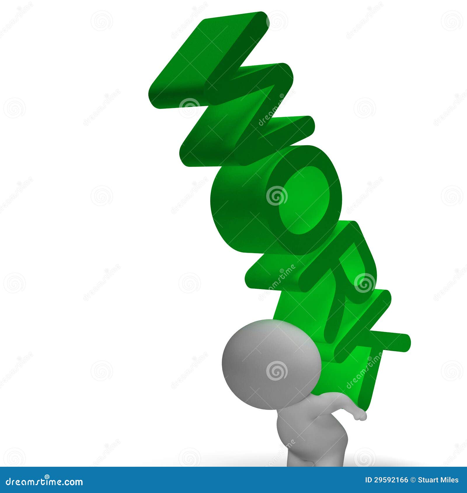 Work and 3d Character Showing Labor and Drudgery Stock Illustration ...