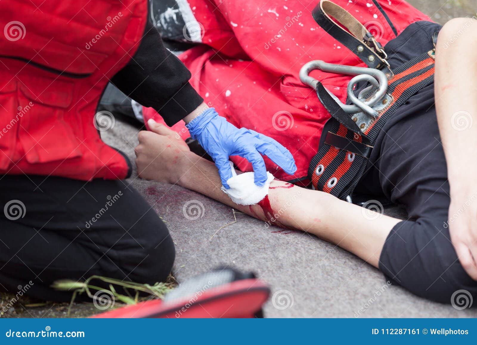 Work Accident. First Aid Training. Arm Injury. Stock Image - Image of ...