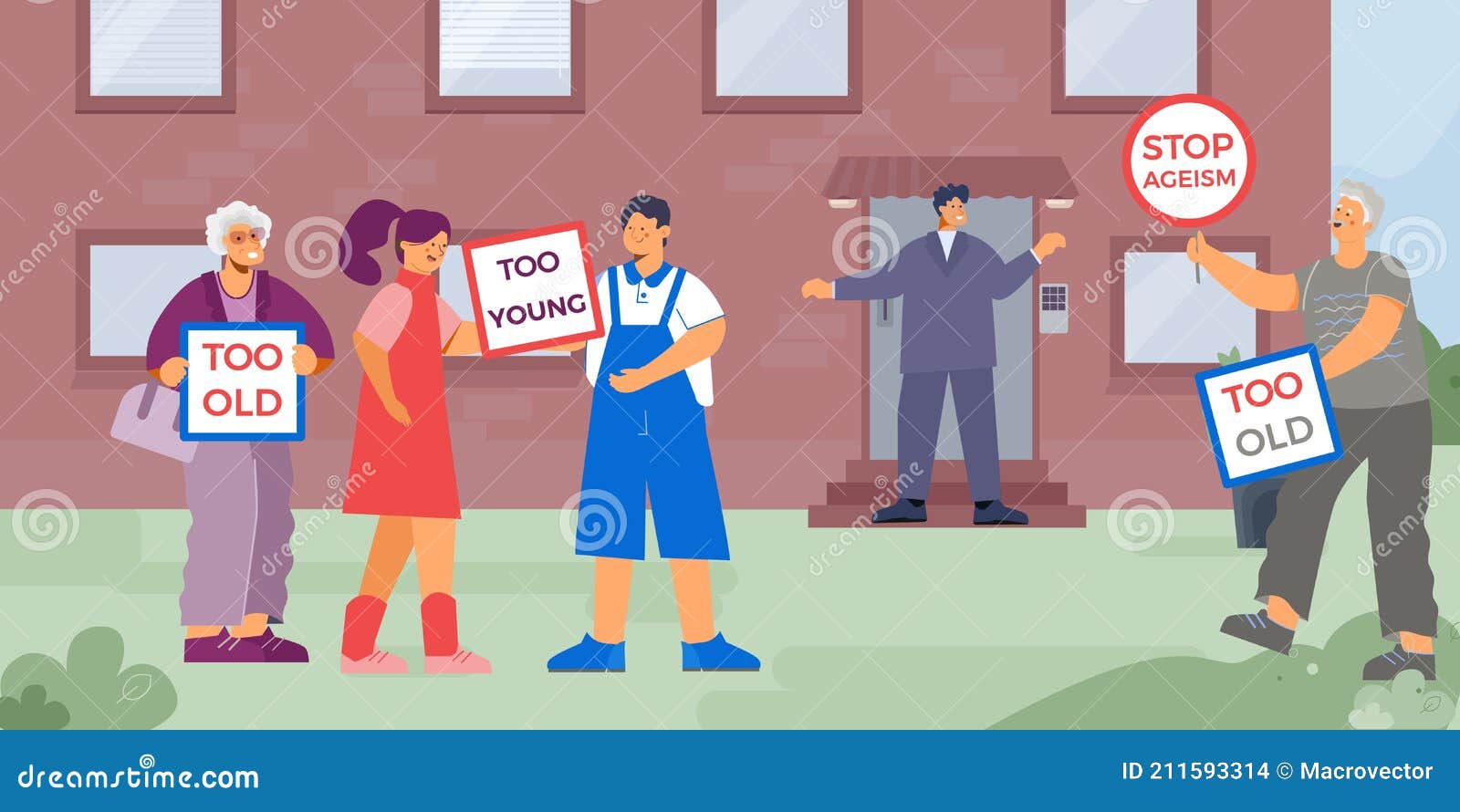 Work Ageism Discrimination Composition Stock Vector - Illustration of ...