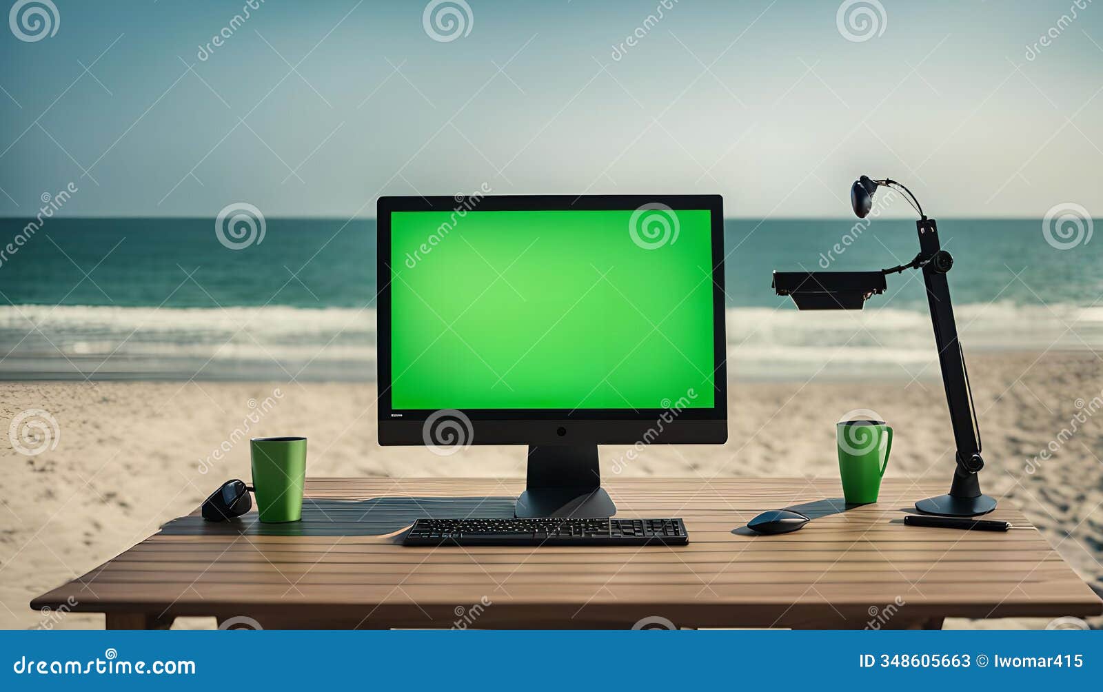 Work from Anywhere: Beachside Office Stock Image - Image of beach ...